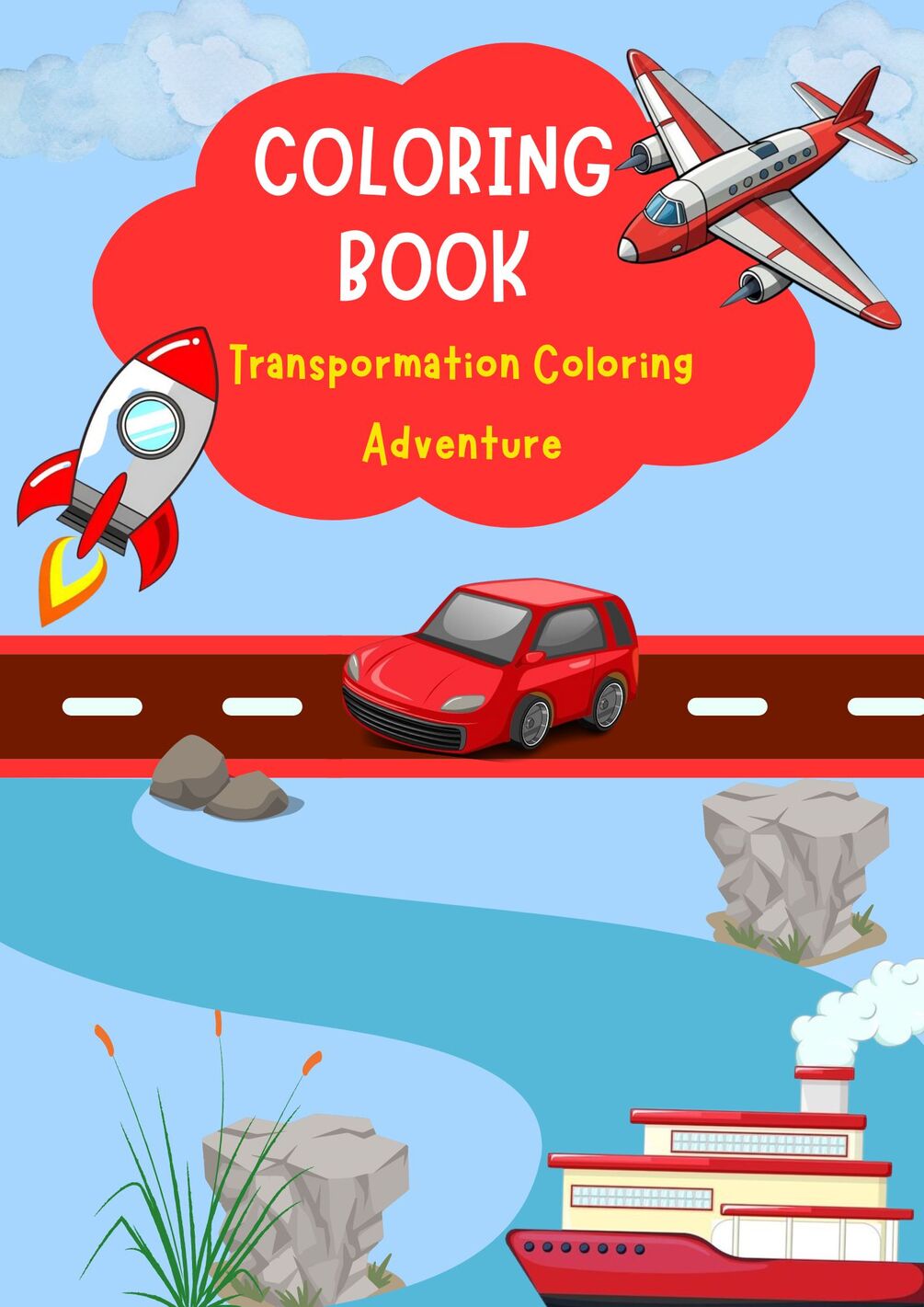 Coloring Book: Transportation Coloring Adventure | 25-pages