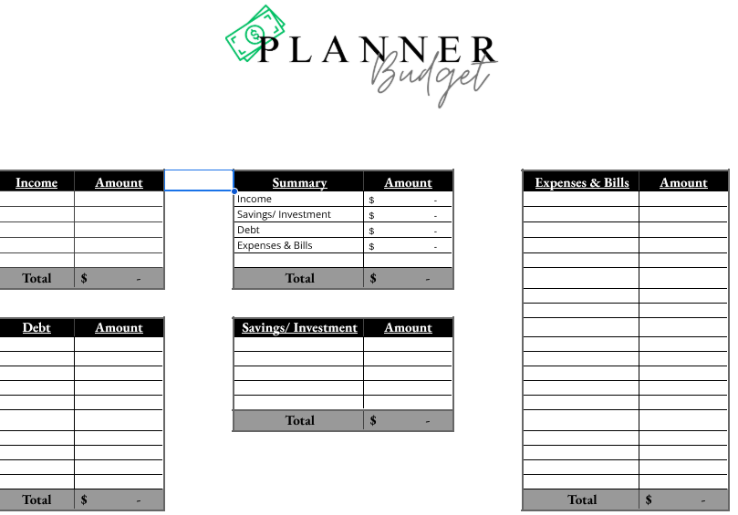 Smart Budget Planner | Google Sheets & Excel Template |Black & Grey ...