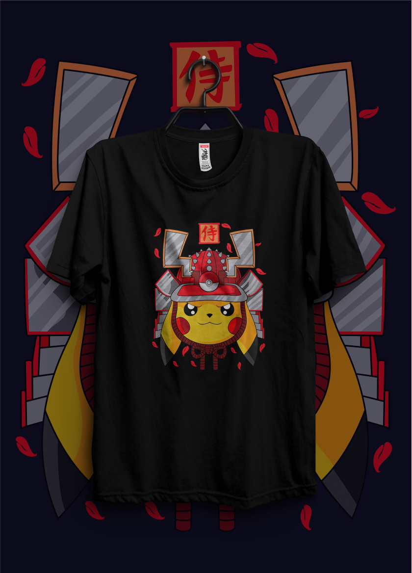 Vector editable PIKACHU SAMURAI