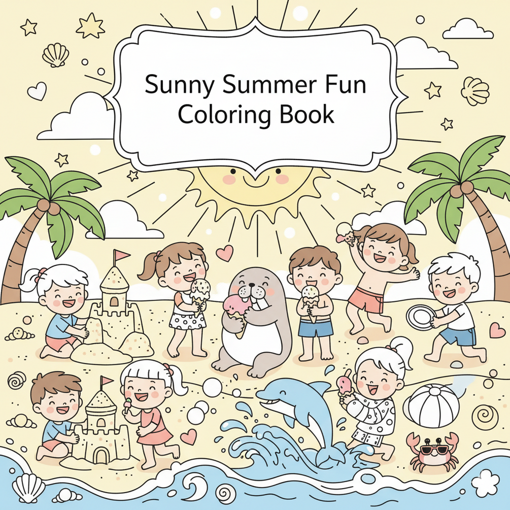Sunny Summer Fun Coloring Book for Kids – 25 Pages of Bright & Happy ...