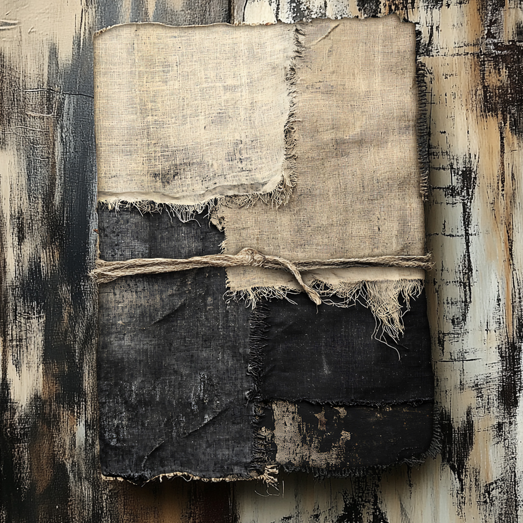 24 pc Rustic Aged Worn Black Beige Linen Printable Junk Journal Half ...