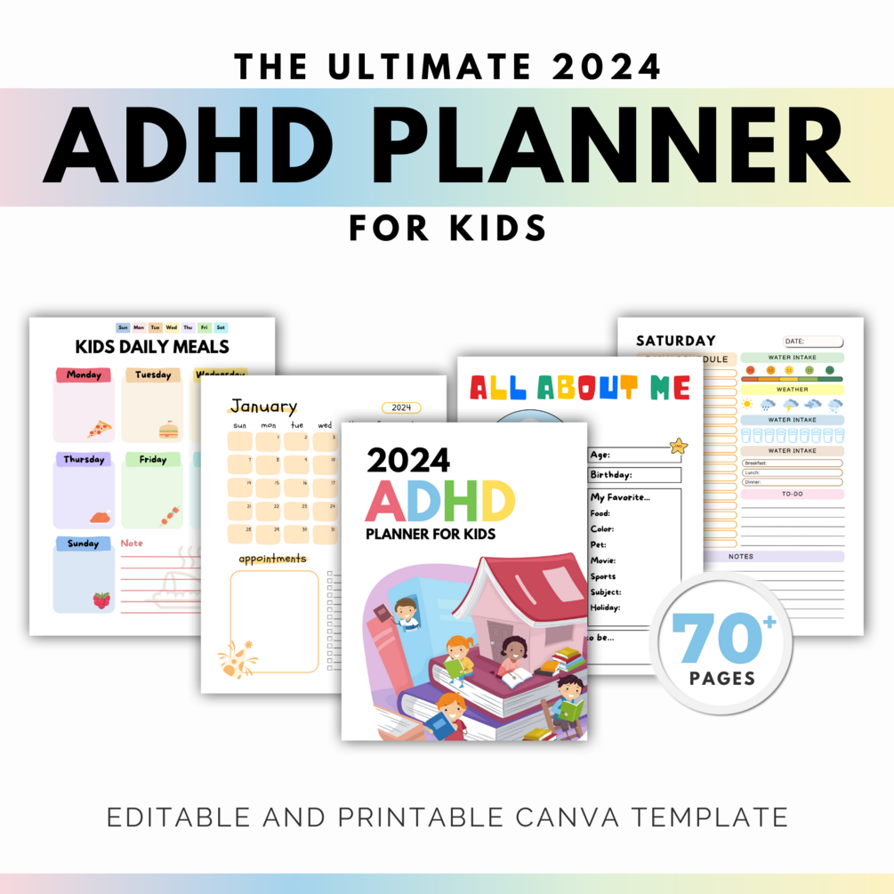 PLR ADHD Planner for Kids | Digital Planner 2024 Adhd Planner Printable ...