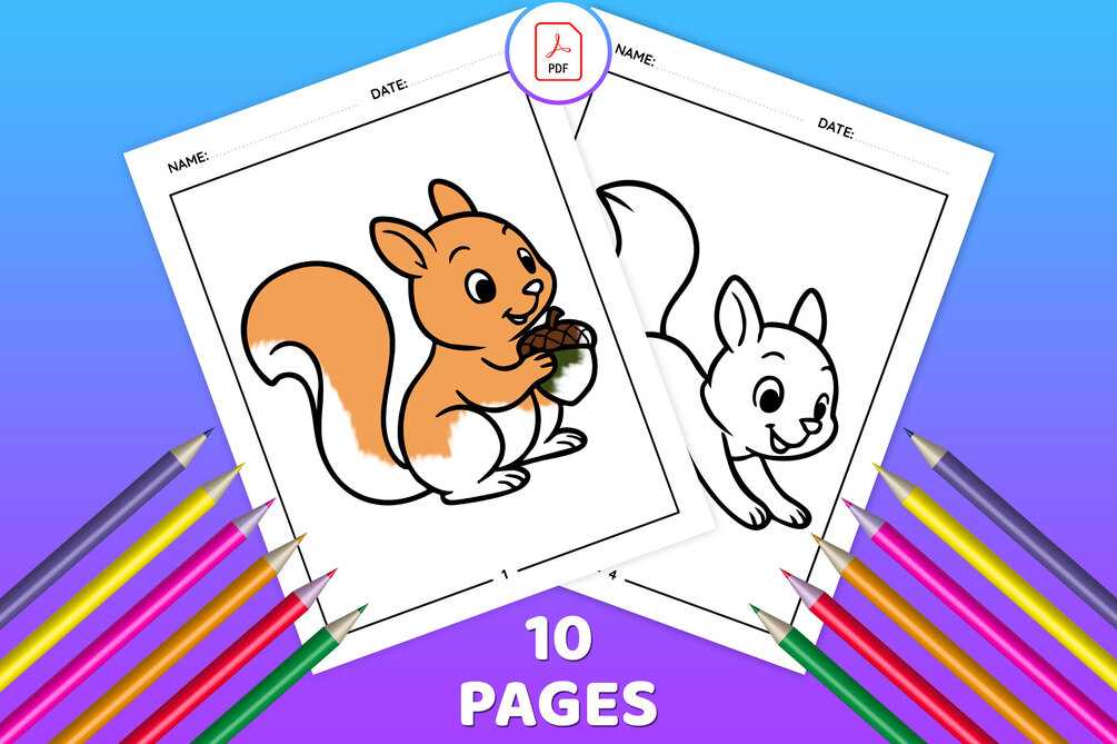 Cute Squirrel Coloring Pages for Kids Preschool and Kindergarten ...