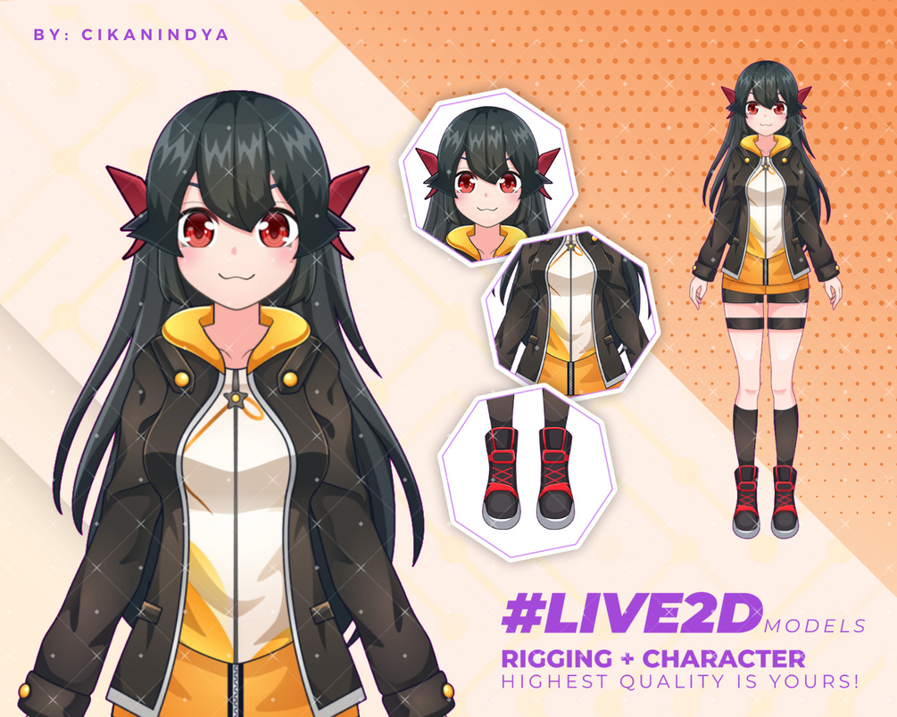 VTuber Model | Virtual Stream with Live2D Vtuber Model Anime Jacket ...