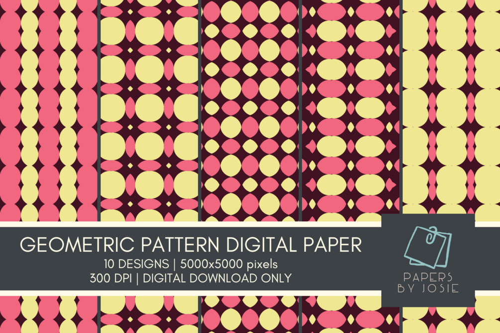 Pink and Yellow Geometric Pattern Digital Paper