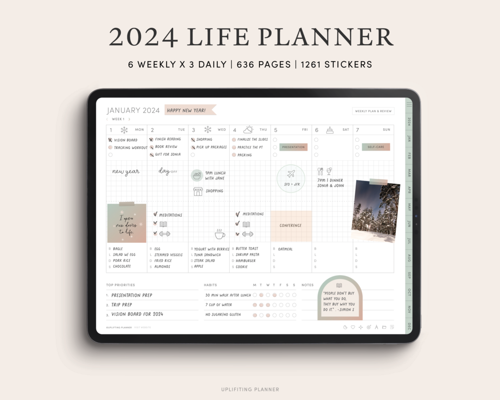 2024 Digital Planner for iPad Goodnotes Notability