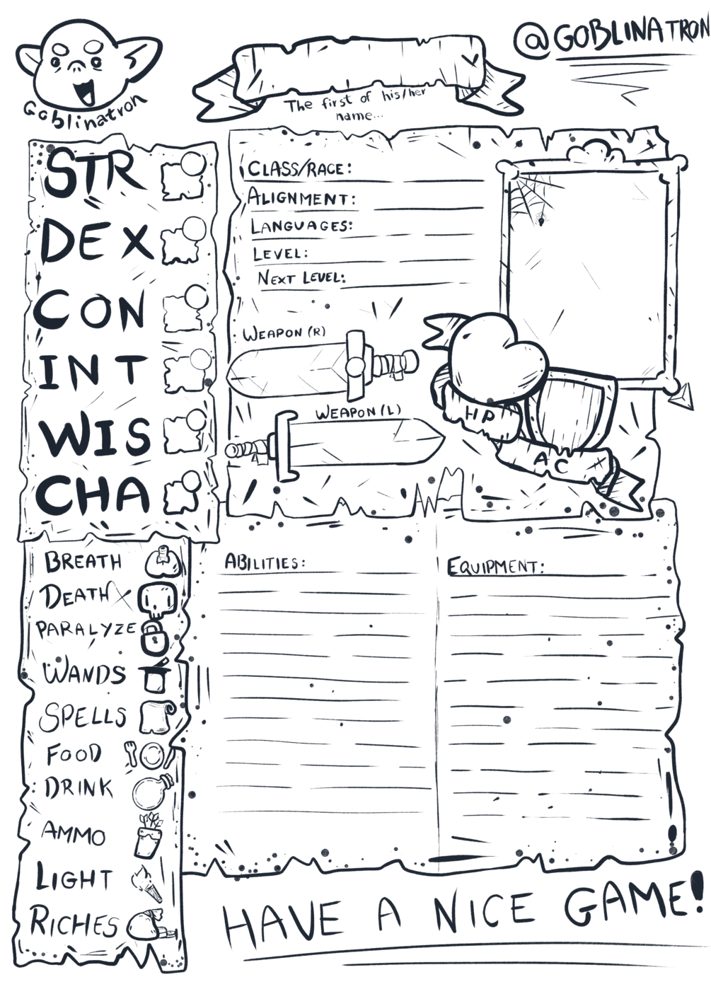 D&D | Doodle Character Sheet