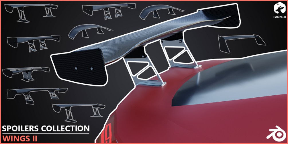 WINGS II - Spoilers Collection - Blender & FBX