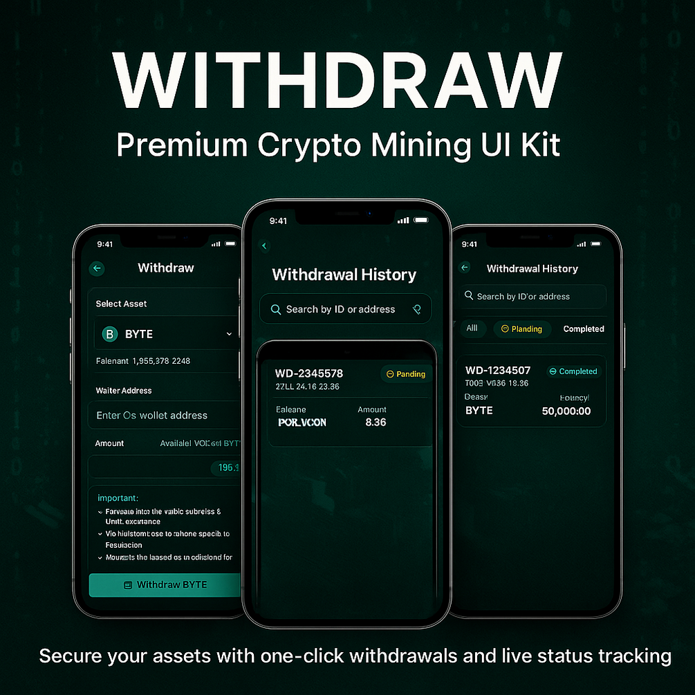 ByteNetwork UI Kit – Full Mobile Crypto Mining App Design (Boost ...