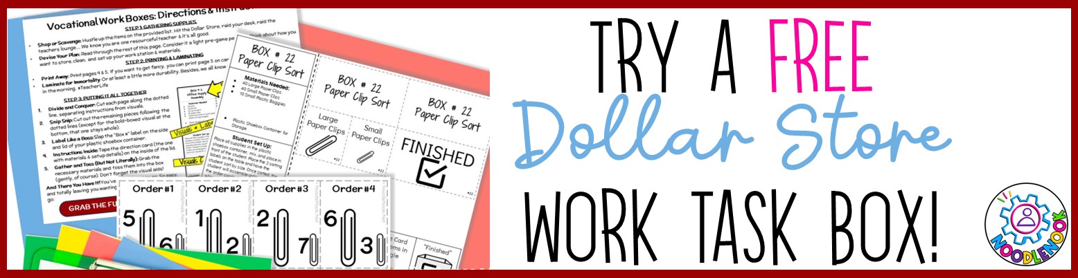 FREE Sample Dollar Store Vocational Work Task Box with Visuals (Special ...