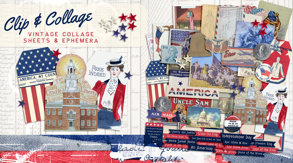 Land of Liberty | Patriotic Ephemera Collage Sheets