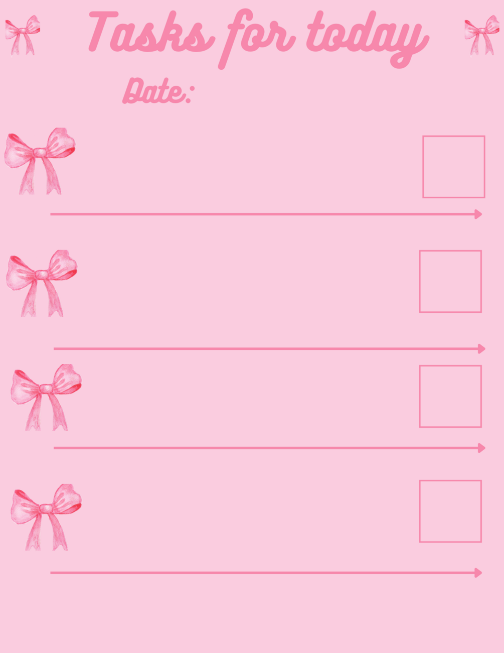 Digital Pink Bow Task Planner