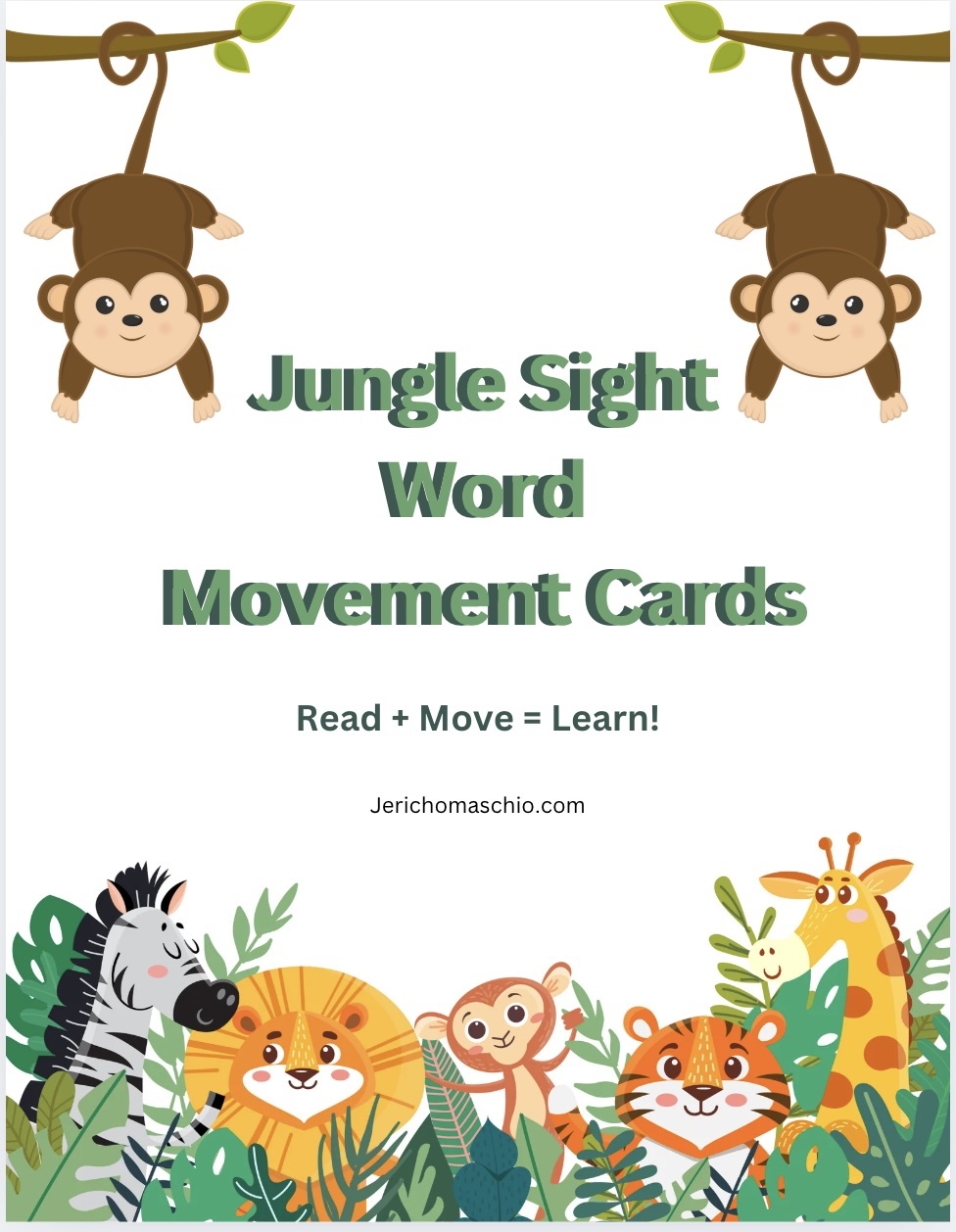 Jungle Sight Word Movement Cards – 20 Printable Brain Breaks