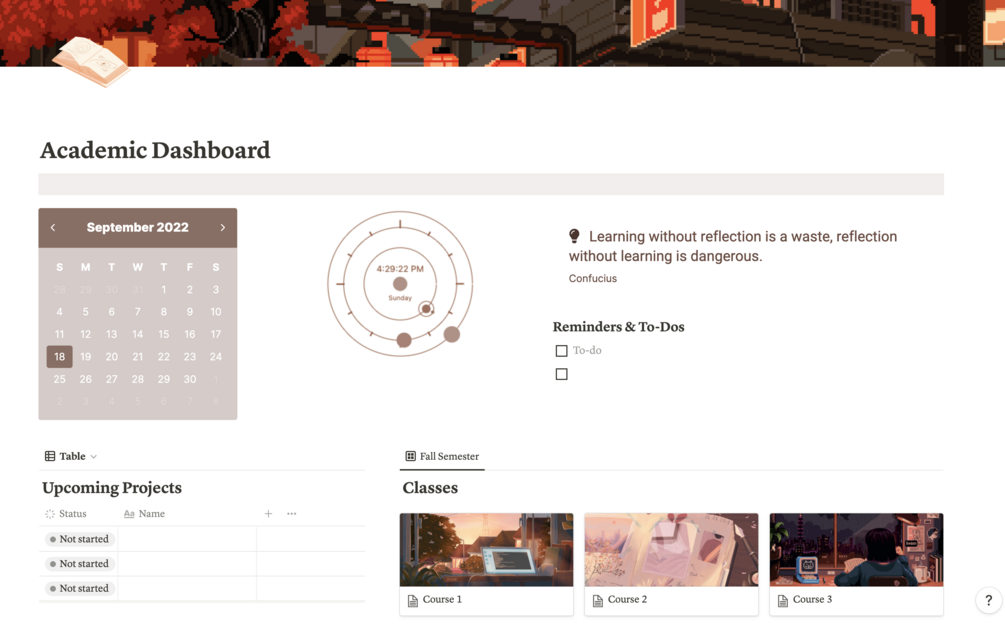 Notion Fall Semester Template 