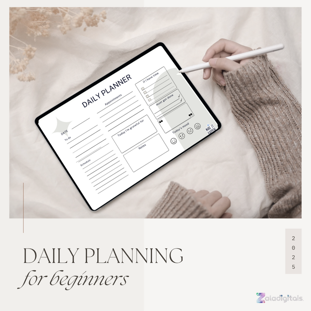 Minimalist Daily Planner Template – Horizontal Printable | A4 PDF