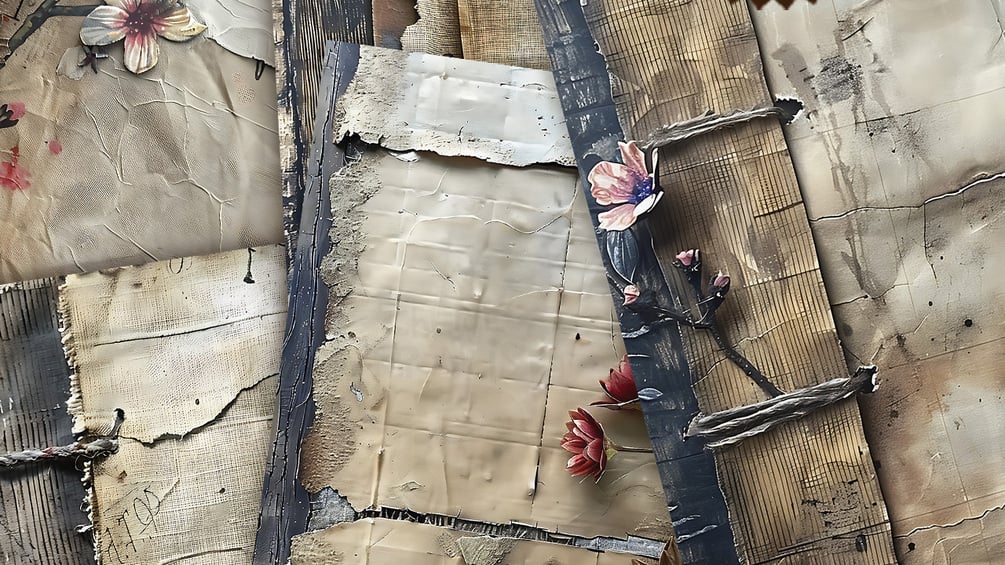 15 pc Rough Paper Assemblage Floral Rustic Printable Junk Journal Half ...