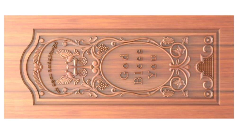 Stunning CNC Wood Christian Door Design ArtCAM Files