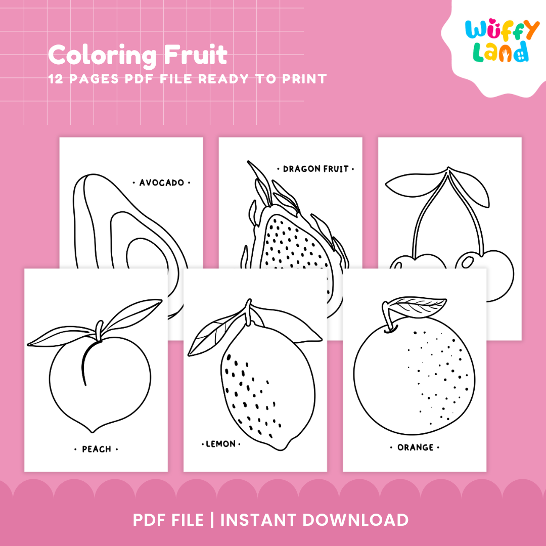 Coloring Fruit Pages - 12 Printable PDF Coloring Sheets for Kids