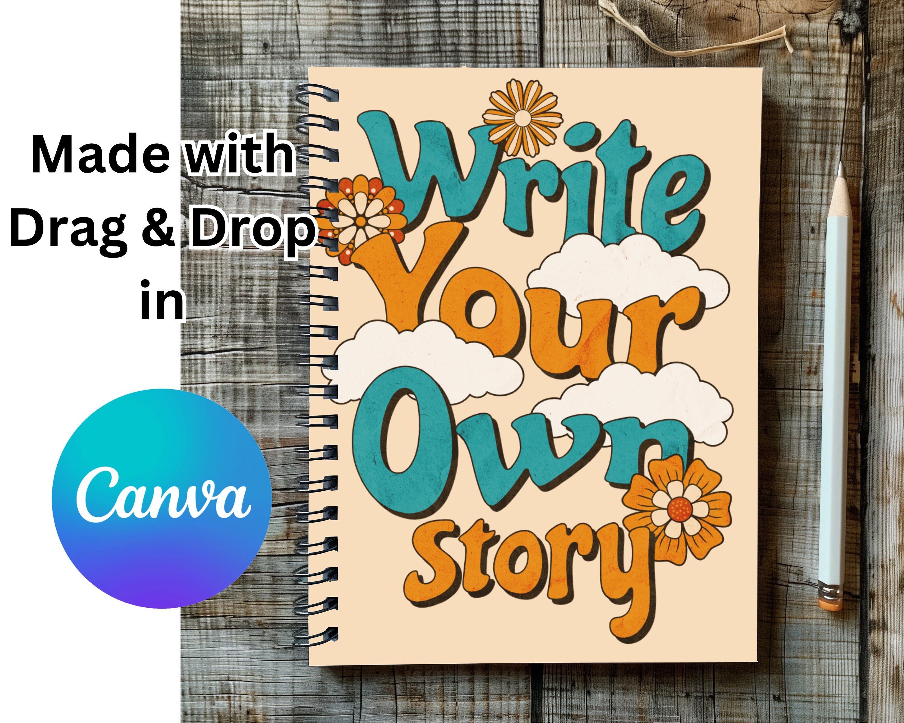 SQUARE CORNER Canva journal mockup Canva spiral notebook mockup notebook mockup Canva Drag ...