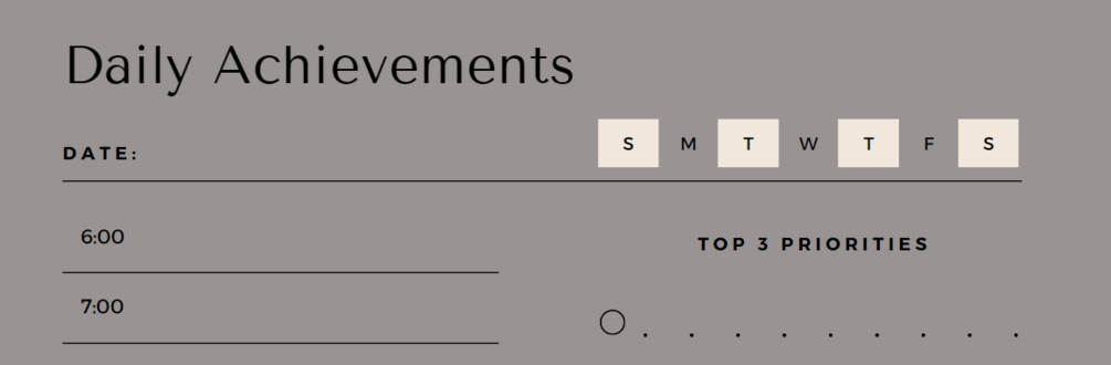 Daily Achievements Planner