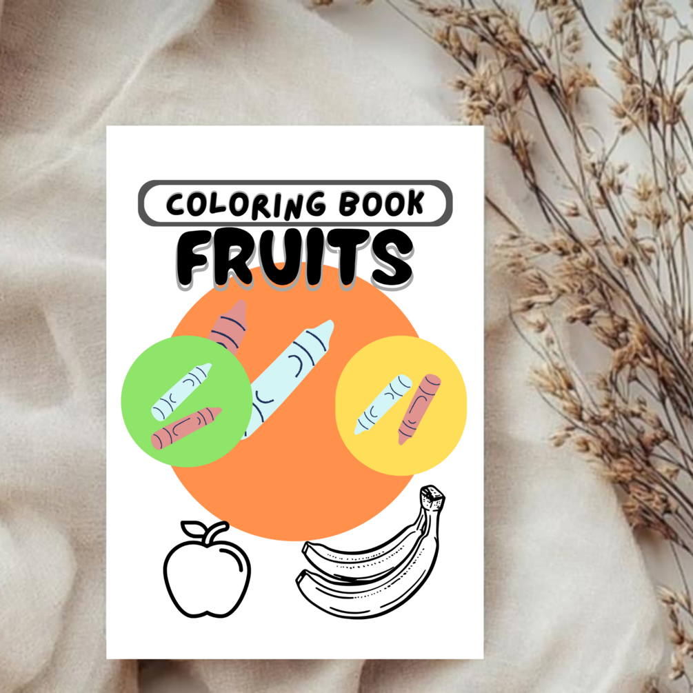 Fruits Colouring Book for Kids Ages 3 to 8 Printable PDF (19 pages)