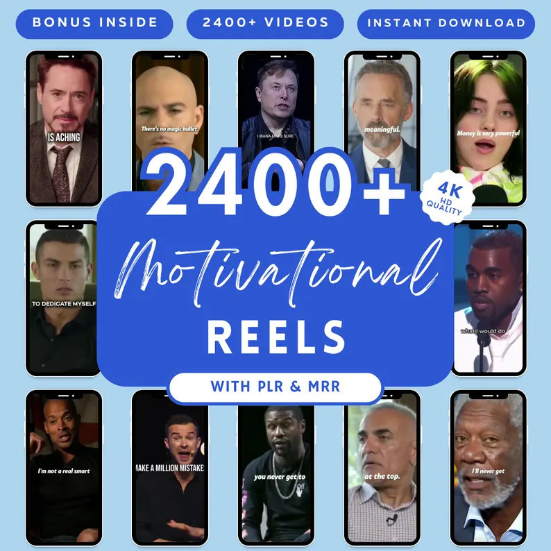 2400+ Motivational Videos Reels & Shorts: Business, Inspiration, MRR/PLR