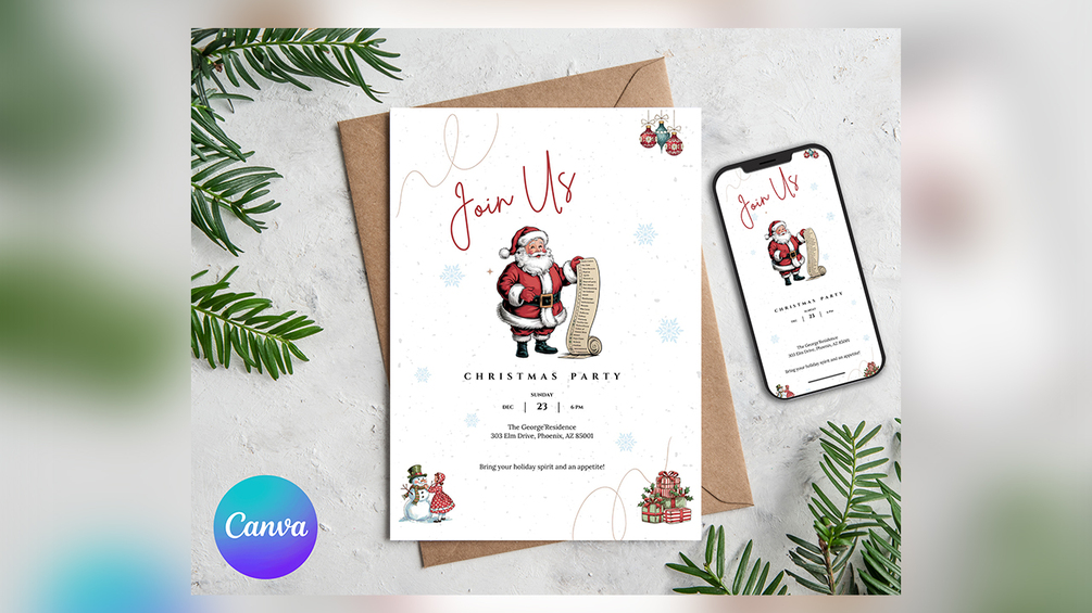 Editable Christmas Greeting card Mobile and Poster