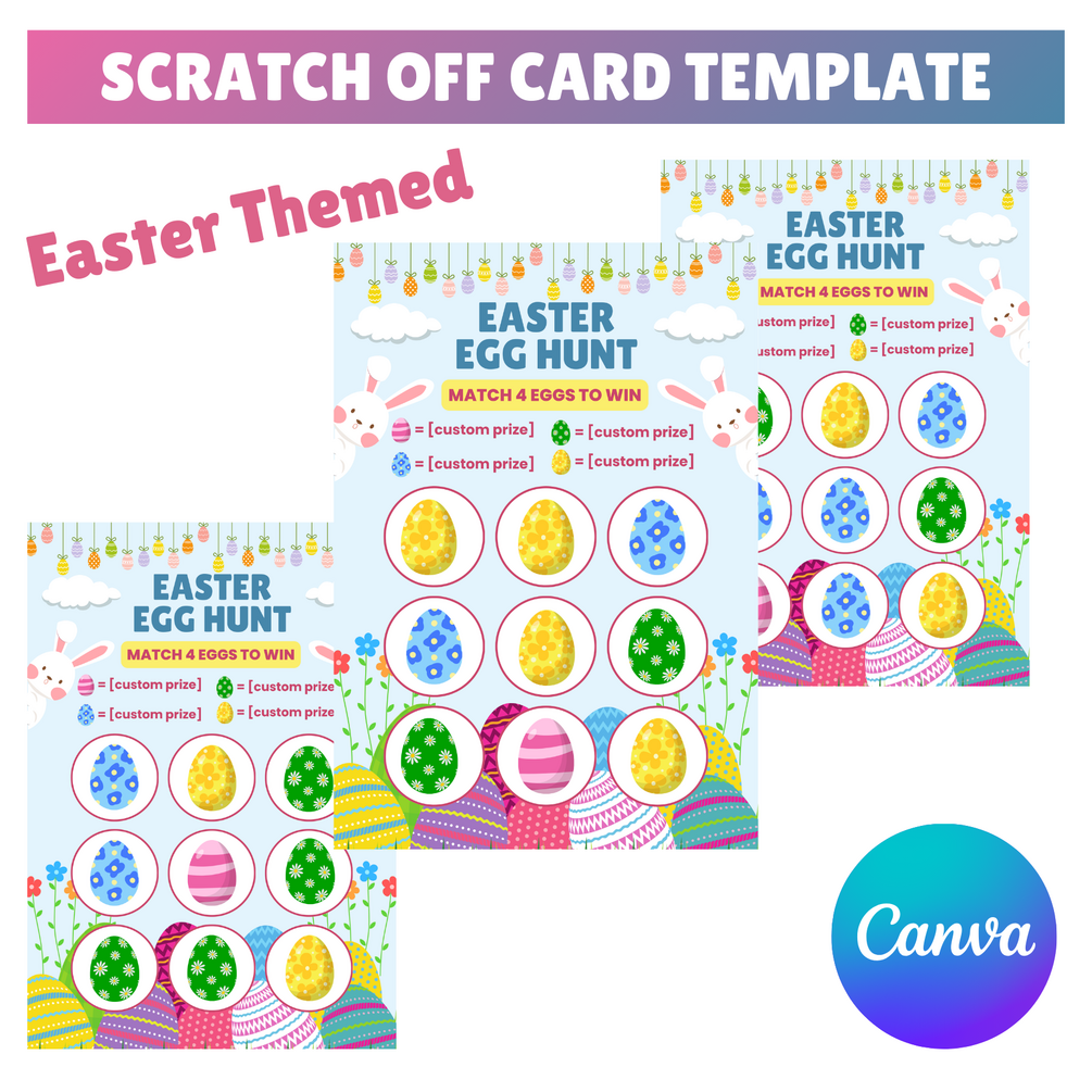 🐣 Easter Egg Hunt Scratch-Off Cards | Editable Canva Template ...