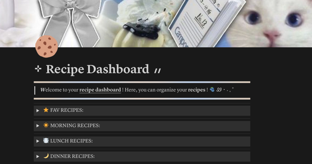 simple recipe dashboard ៸៸