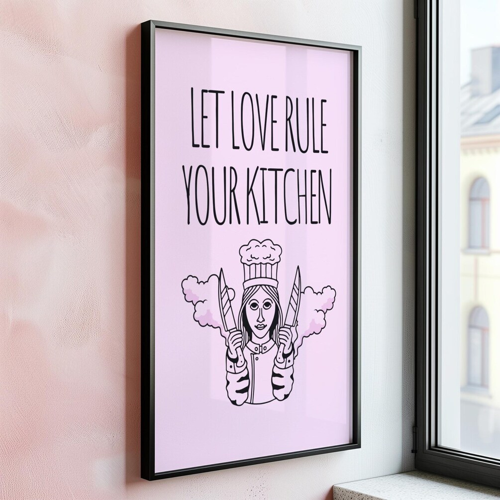 Kitchen Quote Wall Decor | Monochrome Kitchen Print | Kitchen Rules ...