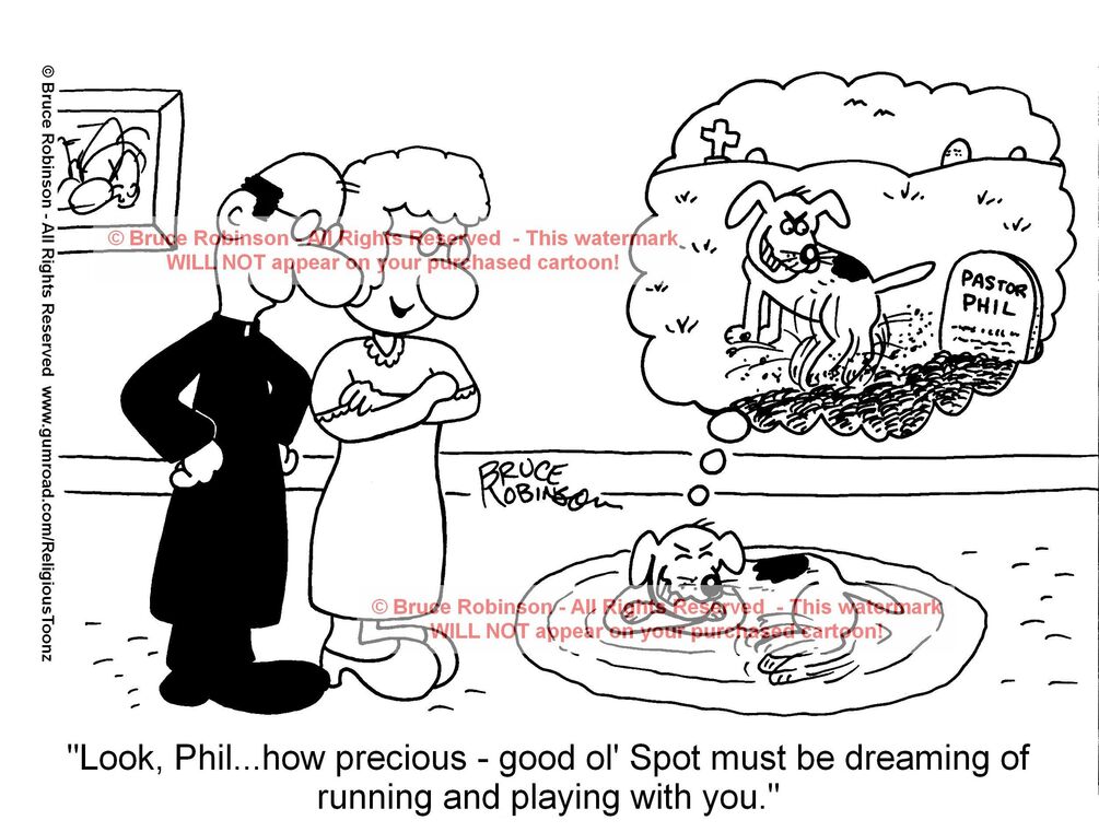 "Look, Phil...how precious - good ol' Spot..." cartoon