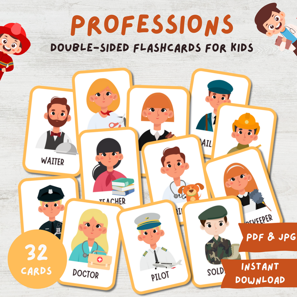 Professions Double-sided Flashcards For Kids
