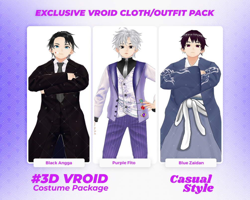 Avatar Male Leisure Wear for Streamer Comfort - VRoid Clothing Pack ...