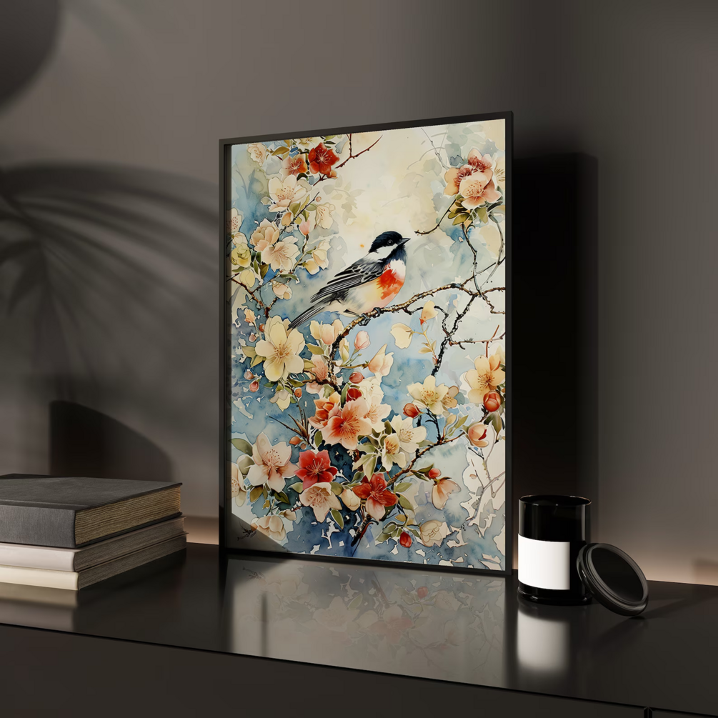 Chinoiserie Flower And Bird Decor, Oriental Style Poster, Chinese ...