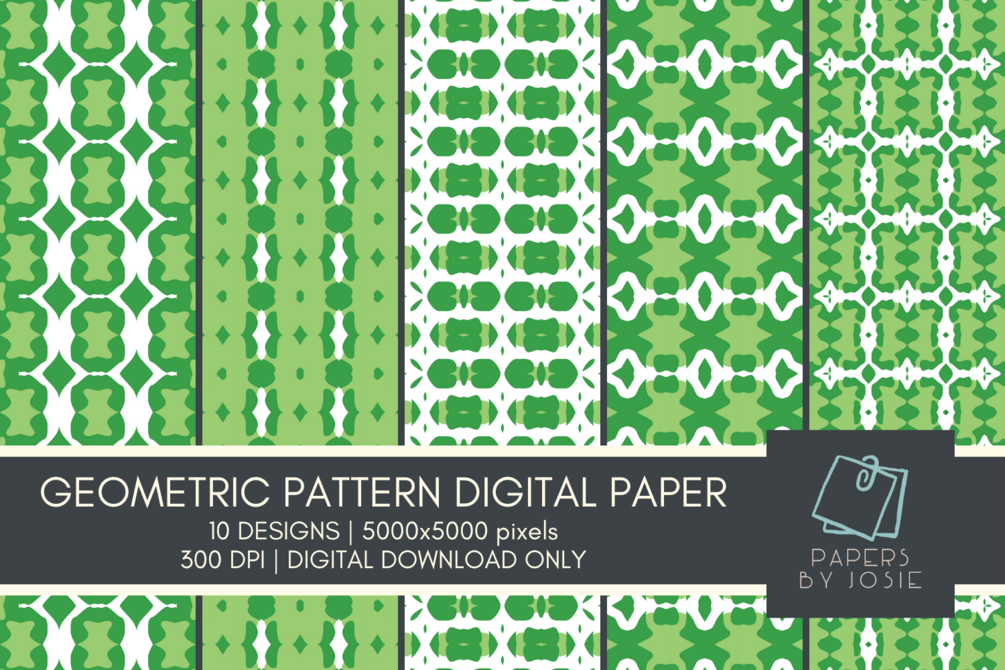 Green Green All the Way Geometric Pattern Digital Paper