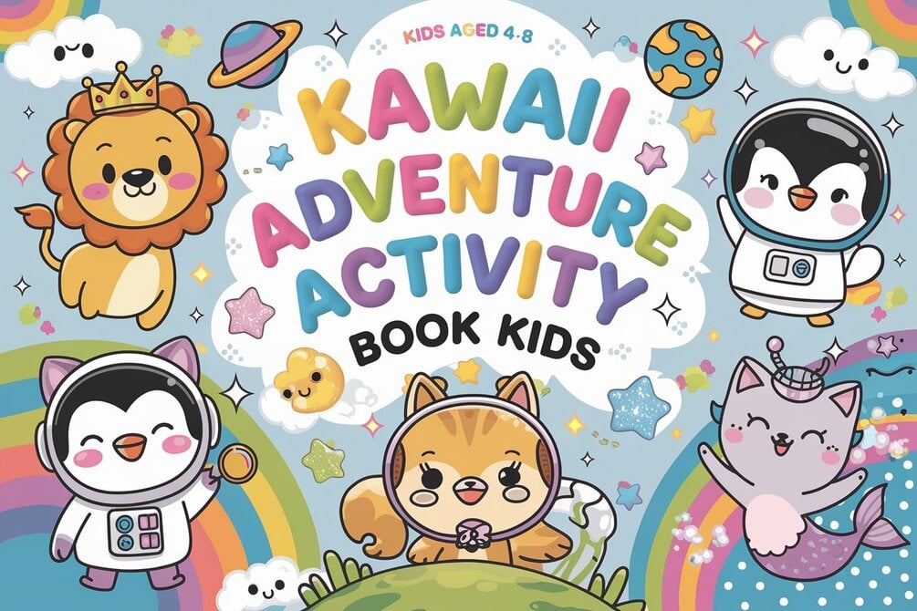 Kawaii Adventure Activity Book for Kids: Fun Stories, Cute Characters ...