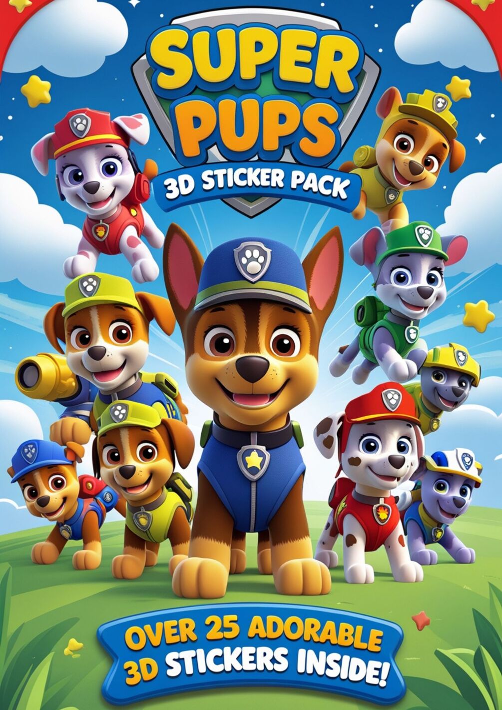 3D Hero Pups Sticker Pack