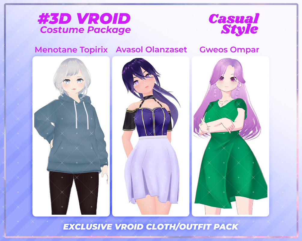 3D Vroid Clothes Pack, Doll Clothes, Vroid, Clothes, Costume, Sexy ...
