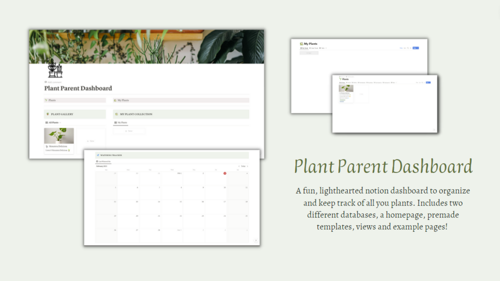 Plant Parent Dashboard - Notion Template