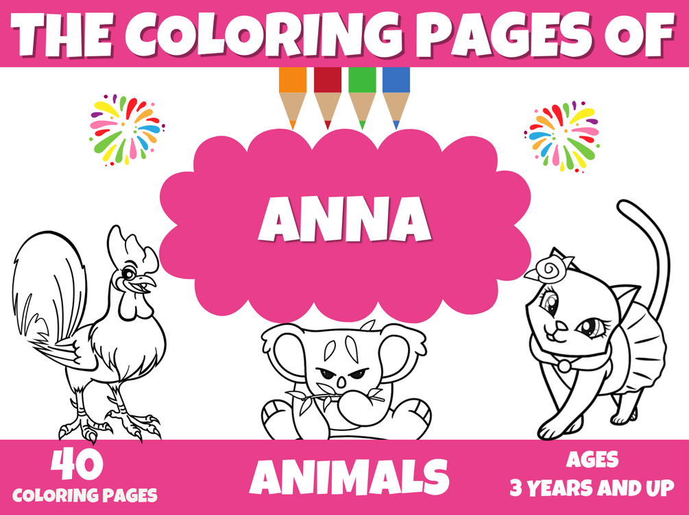 ANNA Coloring Pages, Animal coloring book for children named ANNA ...