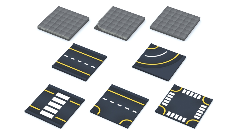 Cartoon Low Poly Modular Road City Floor Pack