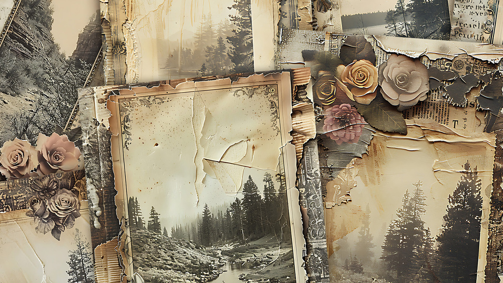 16 pc Decorated Page Landscape Ephemera Collage Printable Junk Journal ...