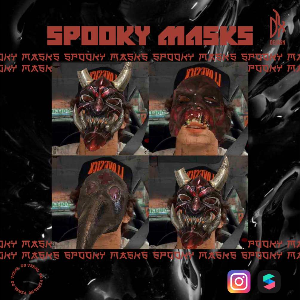 SPOOKY MASKS AR FILTER | 4 3D masks | dark lut | dust | camera frame