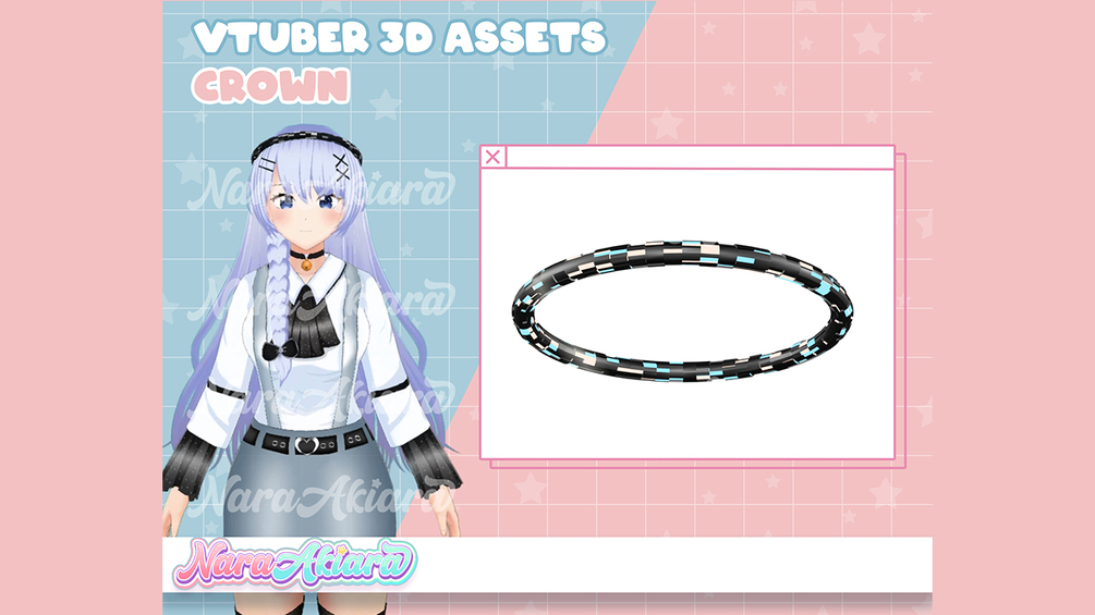 3D Vtuber Assets Black Ring Crown Vroid Commission, 3D assets ready to ...