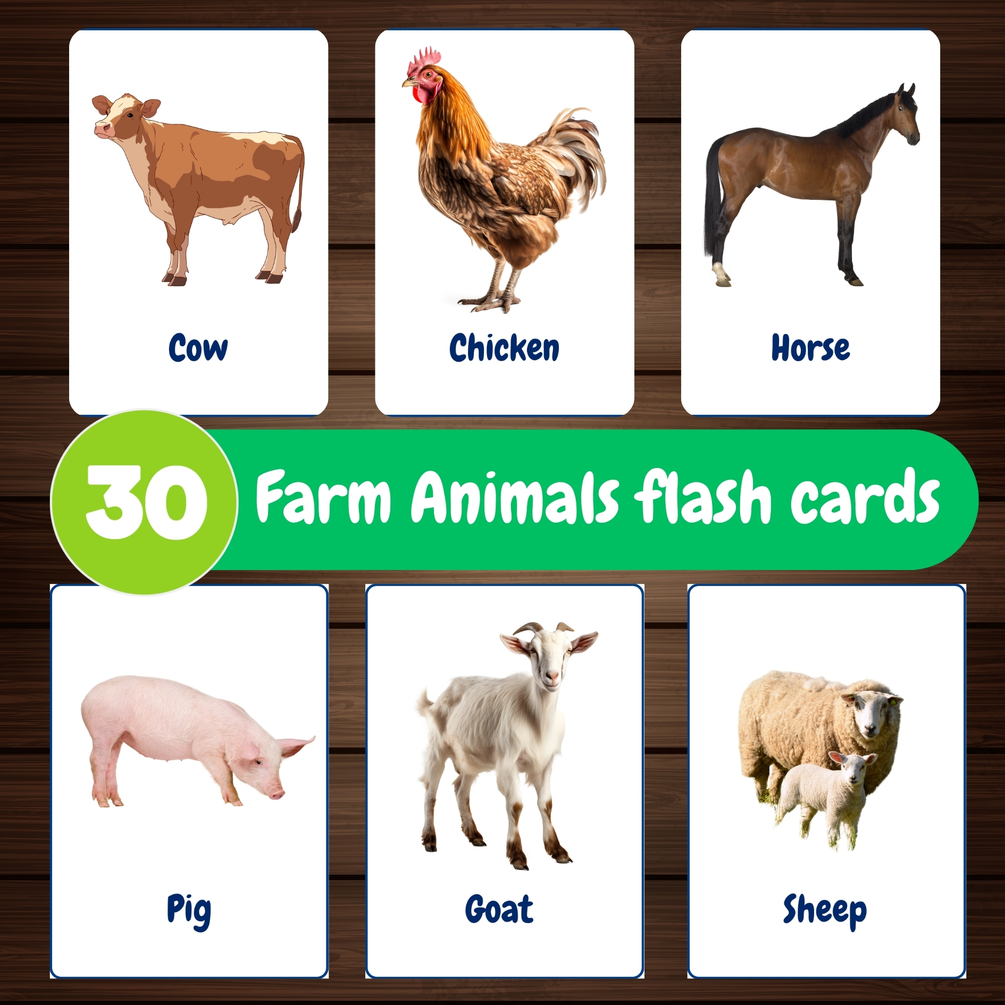 30 Farm Animals Flash Cards | Printable Educational Cards for Kids ...