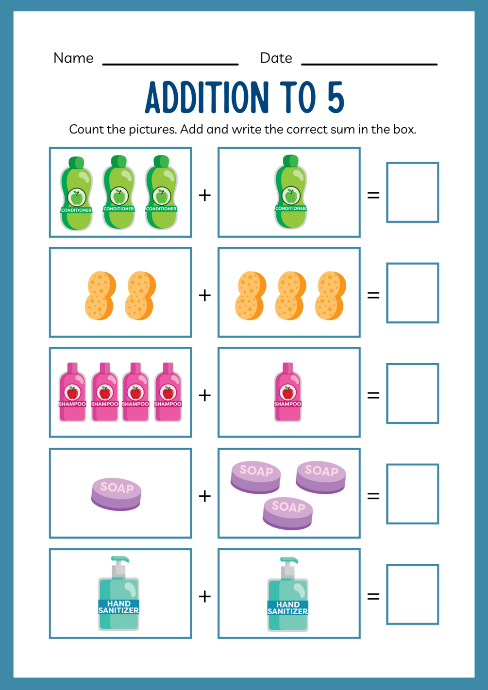 Fun and Colorful Kindergarten Addition Math Worksheet