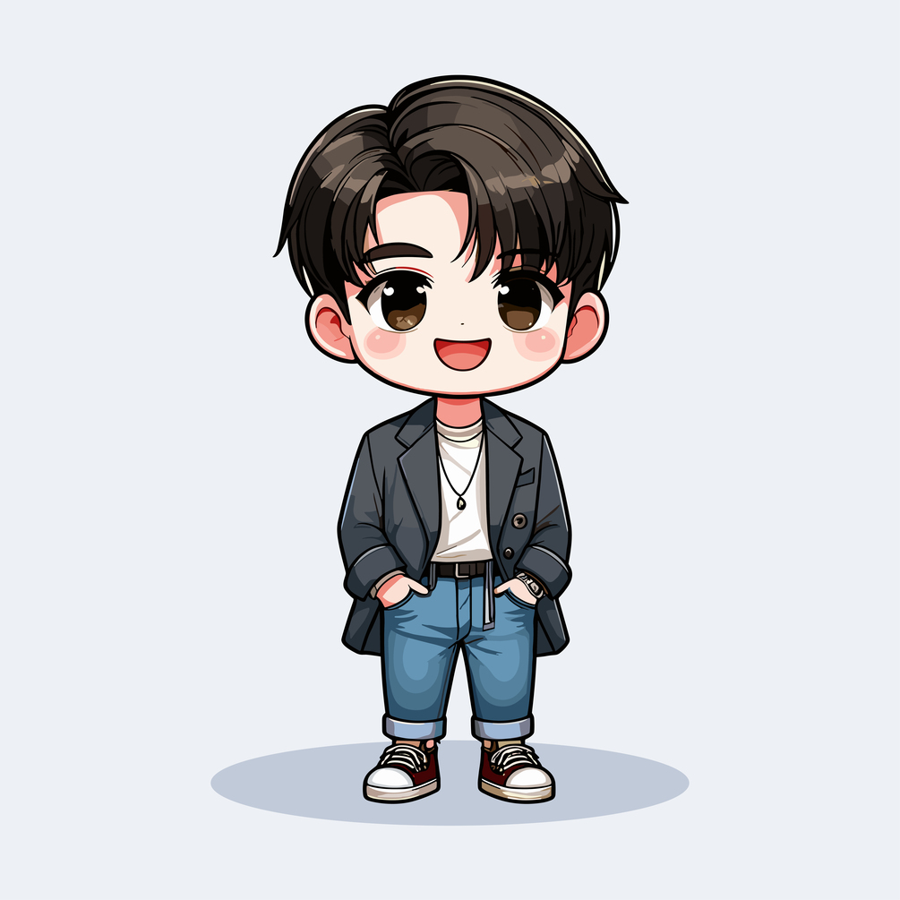Chibi Cartoon Young Boy - Digital Download (AI, PDF, PNG, JPG, EPS, SVG)