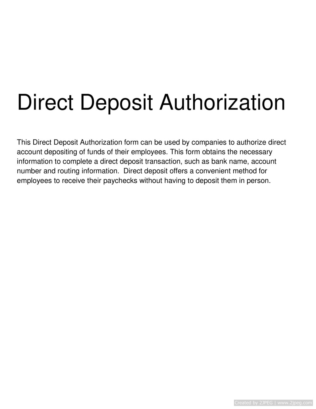 Direct Deposit Authorization