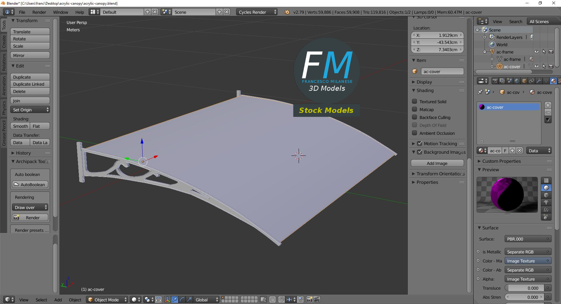 3D MODEL - Acrylic canopy 2