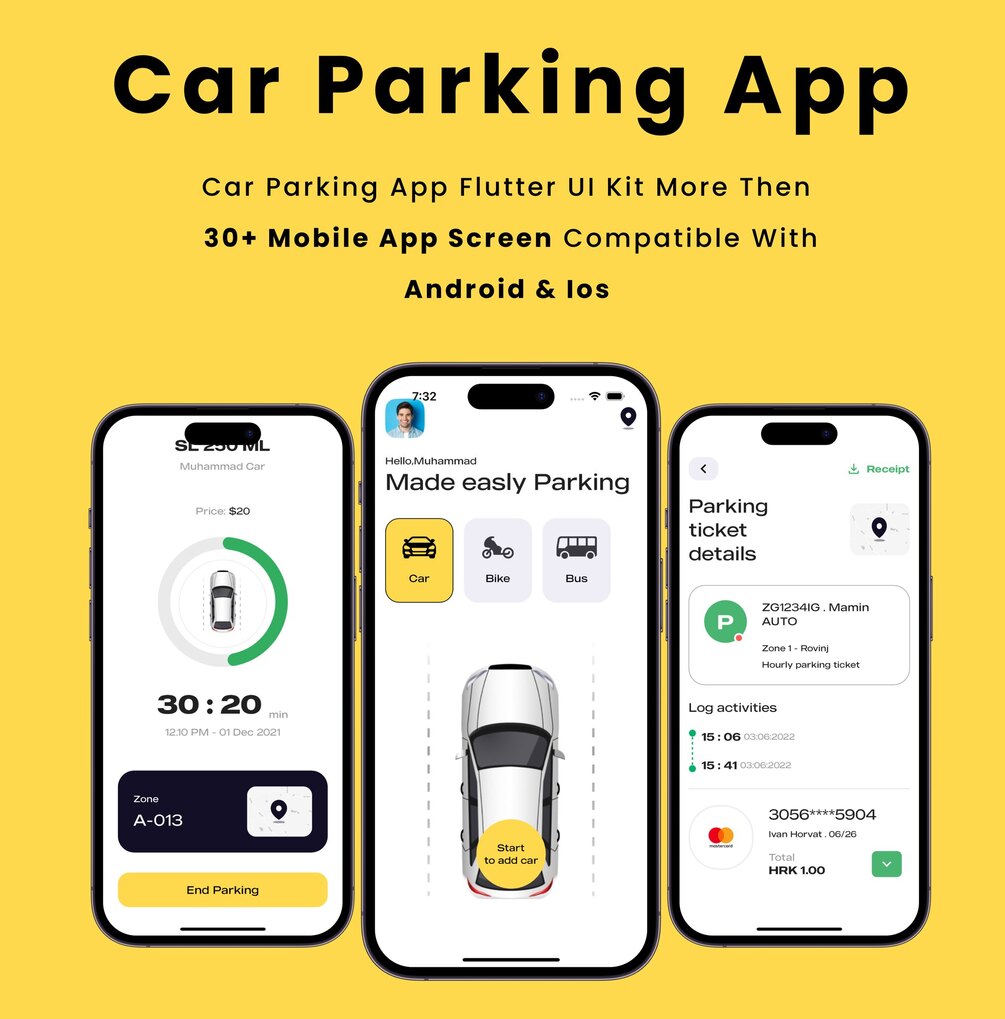 Flutter Complete Car Parking App with Owner and WatchMan app Mobile app.
